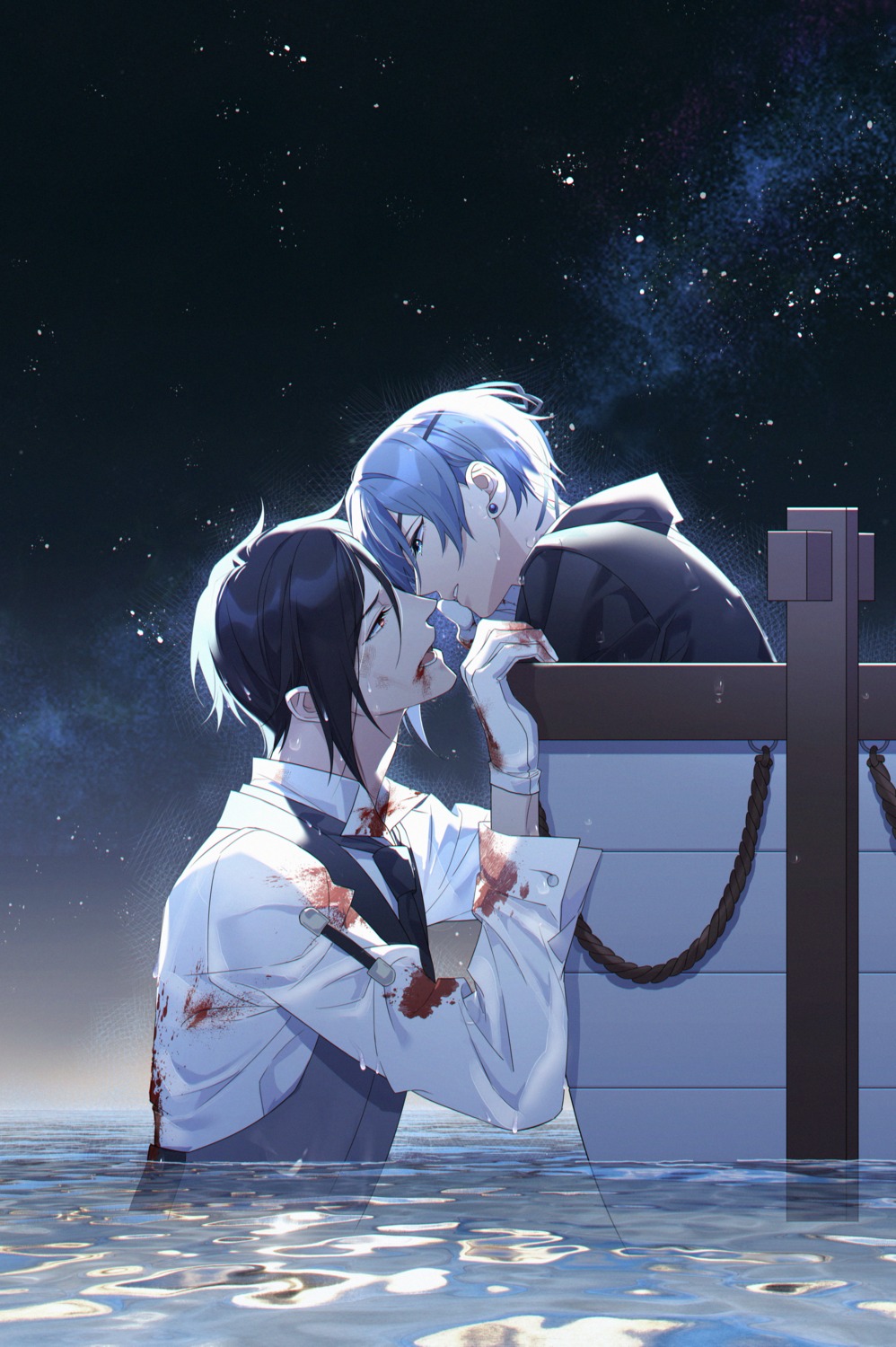 aru (pixiv 6926366) kuroshitsuji ciel phantomhive sebastian michaelis blood eyepatch male wet ...